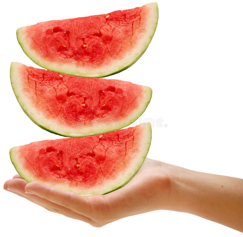 Balancing watermelons stock image. Image of juicy, hand - 121441