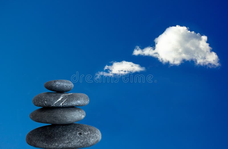 Balancing Zen Stones and Blue Sky Stock Image - Image of relax ...