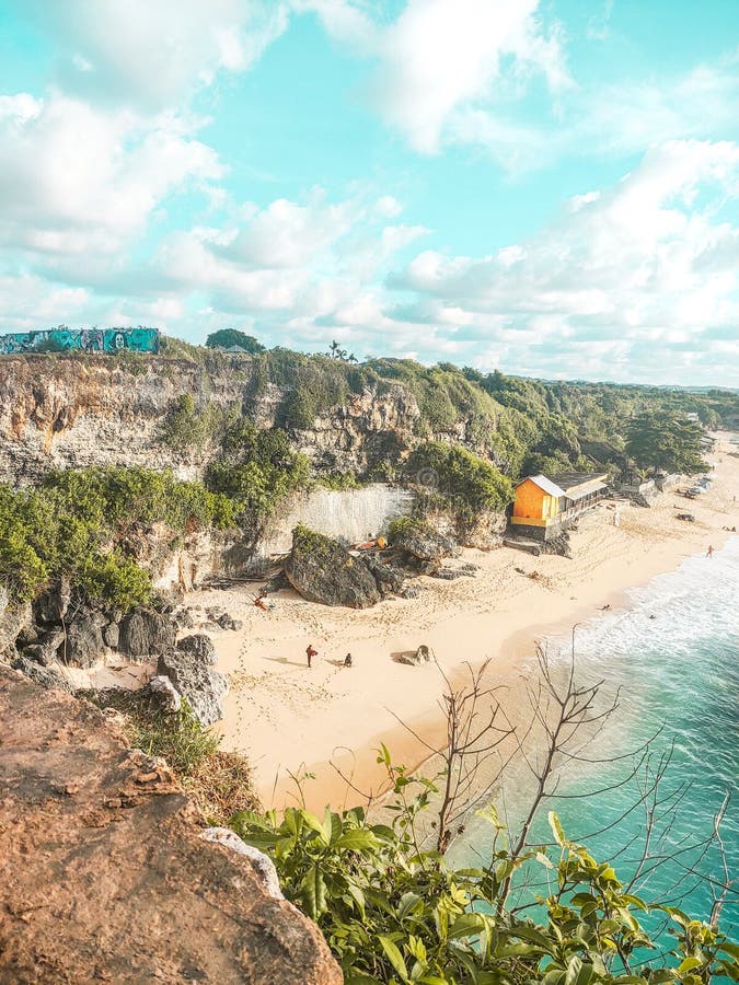 Balangan Beach Cliff View stock image. Image of beach - 218873563