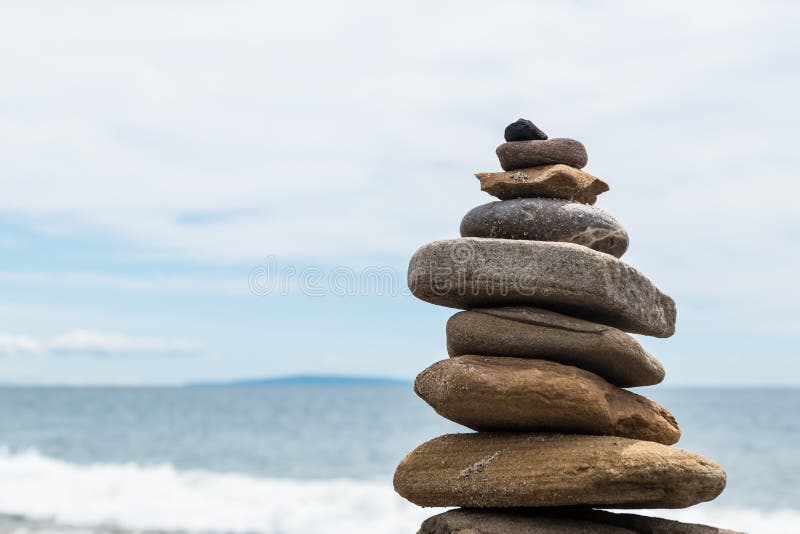 Balansed Stacked Stones on the Beach Stock Image - Image of natural ...