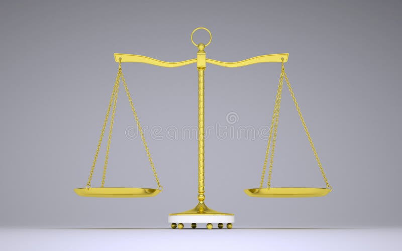 Balanza De Haz Del Oro Con La Sombra Front View Stock de ilustración ...