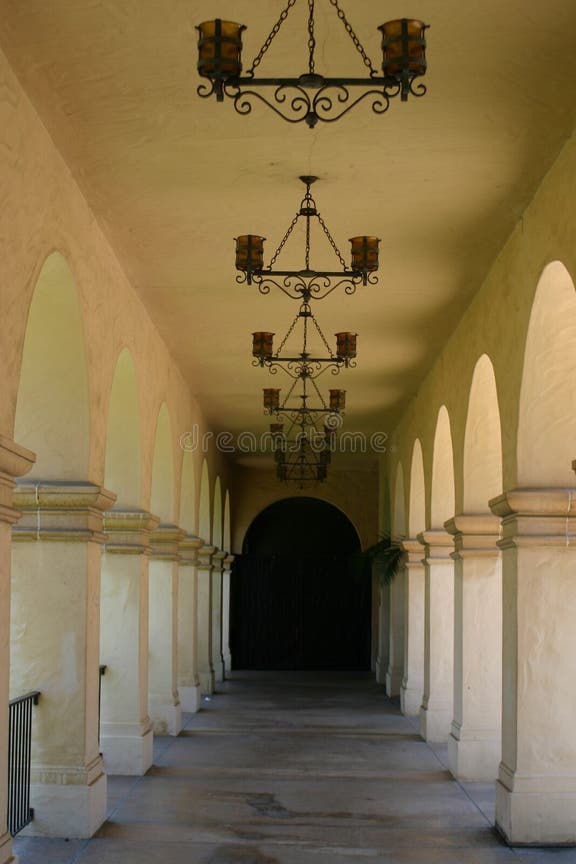 Balboa park hallway stock image. Image of chandelier, historic - 3227775