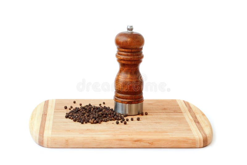 Balck peper and peper mill stock photo. Image of brown - 76343640