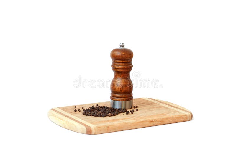 Balck peper and peper mill stock image. Image of ingredient - 76355791