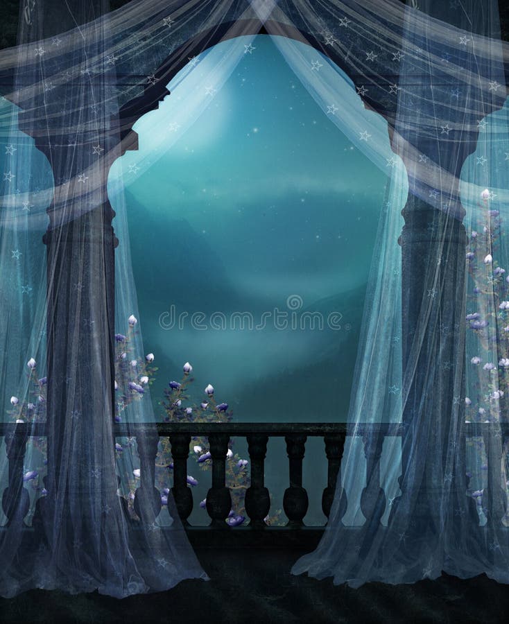 Balcon la nuit illustration stock. Illustration du nuit - 12612797