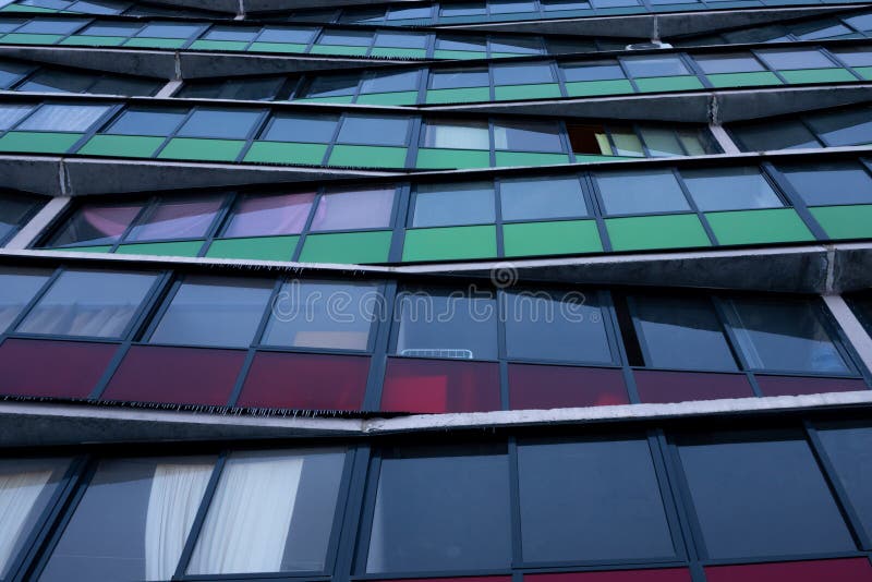 Balconies with Glass Windows. View from Below Stock Photo - Image of ...