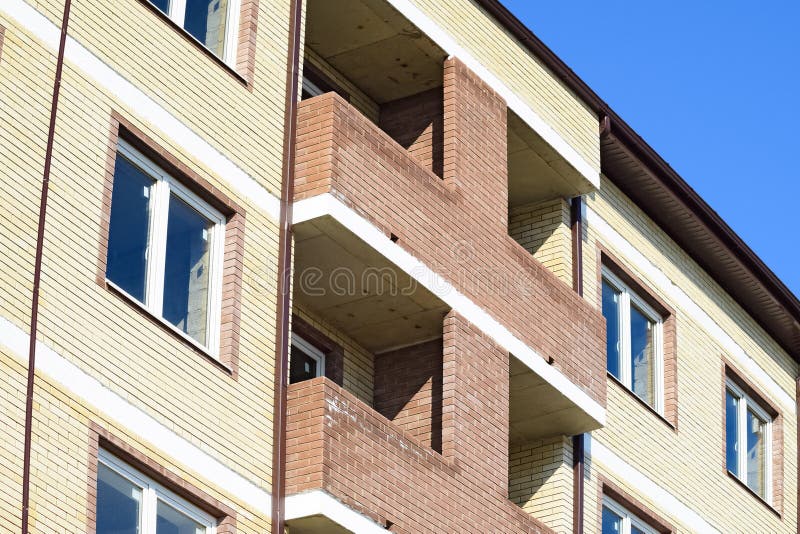 Balconies and Windows of a Multi-storey New House Stock Image - Image ...