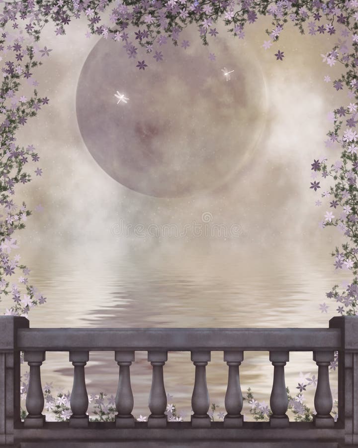 Balcony at night stock illustration. Illustration of nature - 12612797