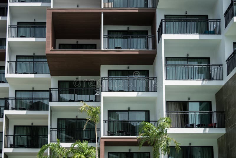 Balcony of Apartment Building in the City. Stock Image - Image of ...