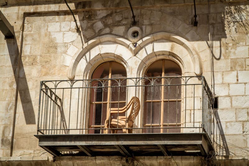 The Balcony and Arched Windows in Jerusalem Stock Image - Image of ...