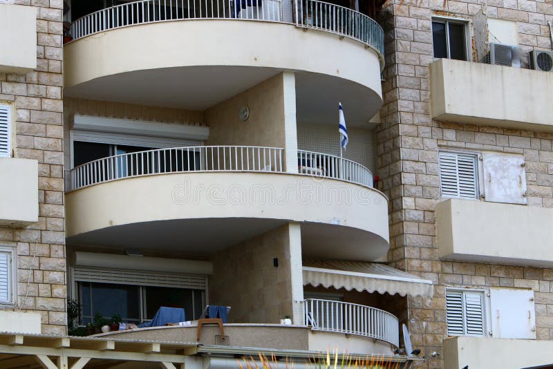Balconies and Windows in a Big City in Israel Stock Image - Image of ...