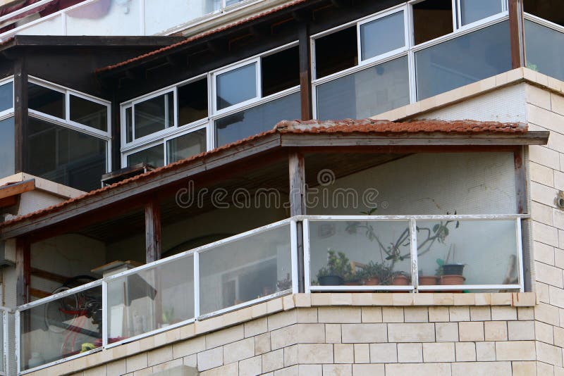 Balconies and Windows in a Big City in Israel Stock Image - Image of ...