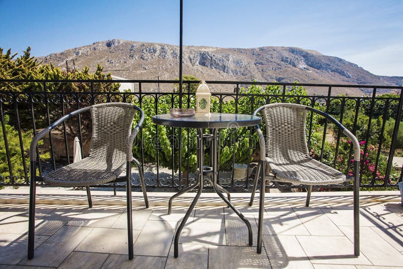 Balcony with Beautiful View in Kalymnos Island Stock Image - Image of ...