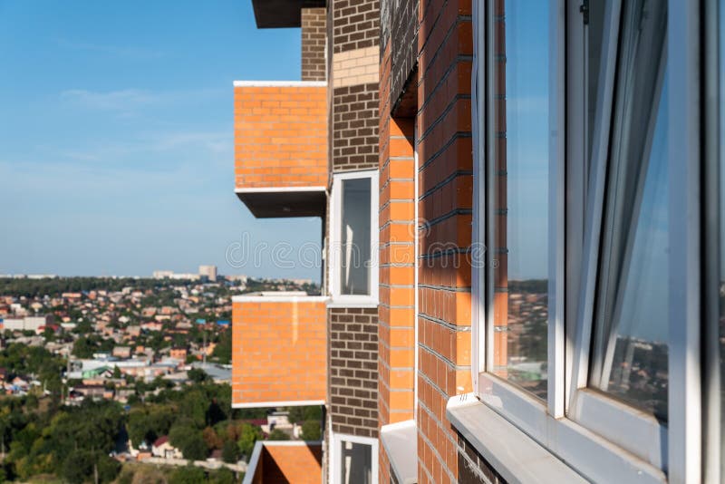 Balcony in Downtown of Modern City Stock Image - Image of horizontal ...