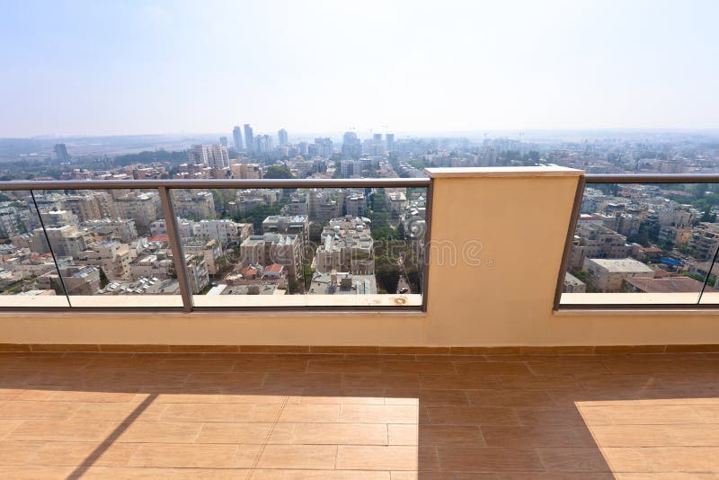 Balcony in Downtown of Modern City Stock Image - Image of style ...