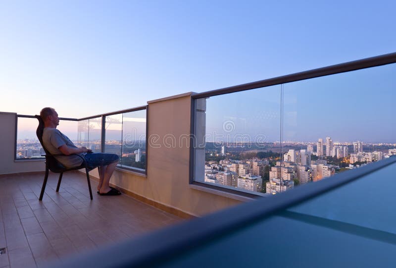 Balcony in Downtown of Modern City Stock Photo - Image of architecture ...