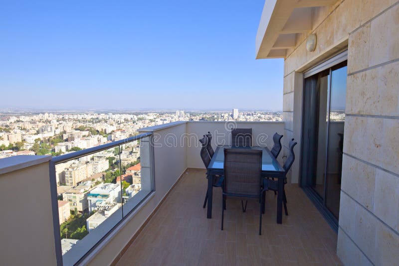 Balcony in Downtown of Modern City Stock Photo - Image of luxury ...