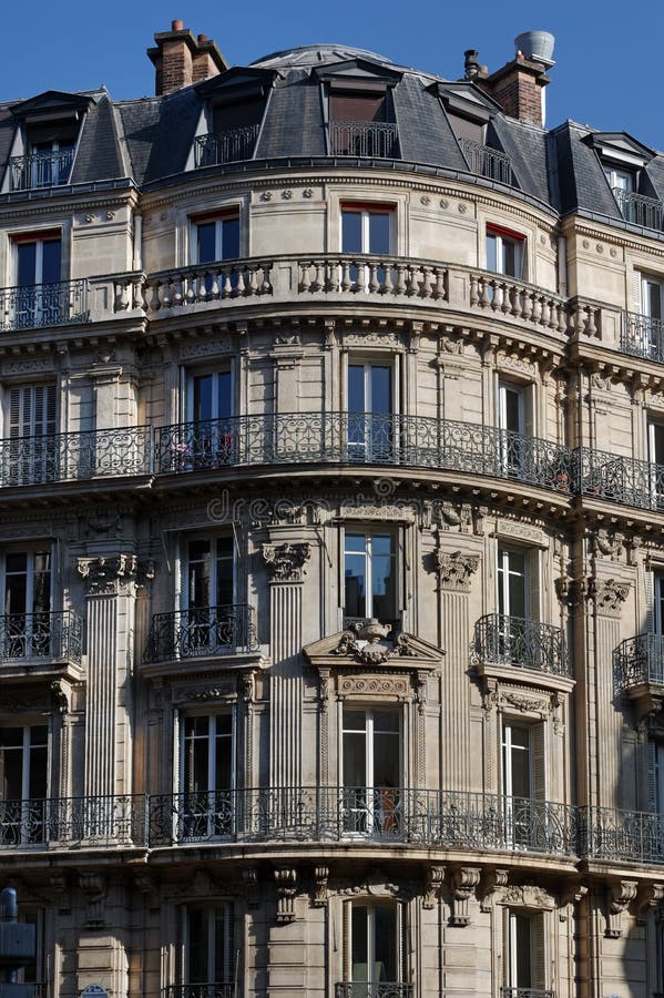 Balcony of Hausmannian Building Stock Image - Image of landmarks, paris ...