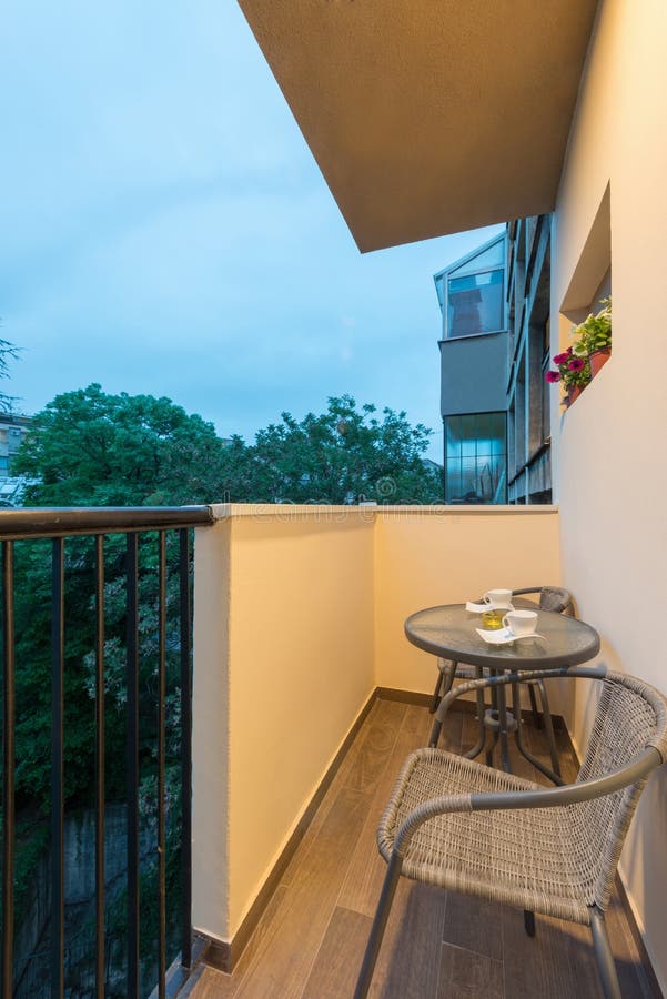 Balcony Interior in Modern Apartment Stock Image - Image of balcony ...