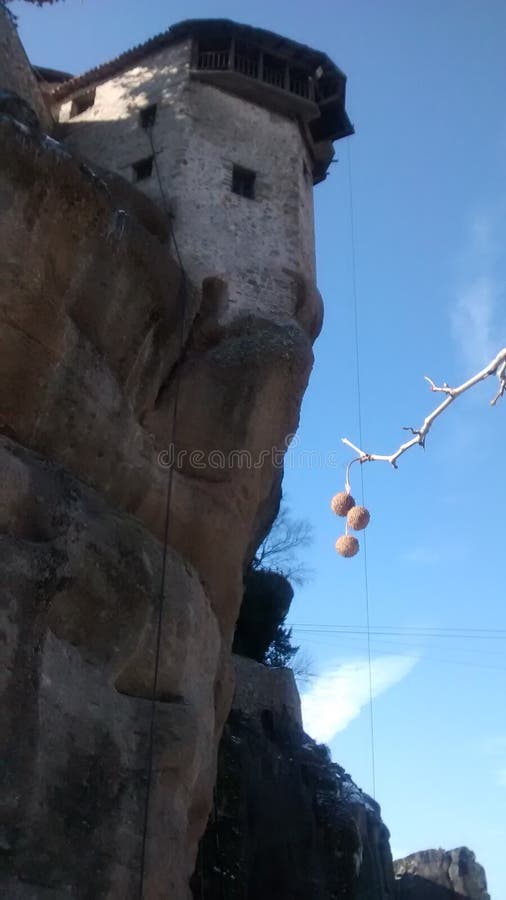 The Balcony of a Monastery in a Mountain Stock Photo - Image of greece ...