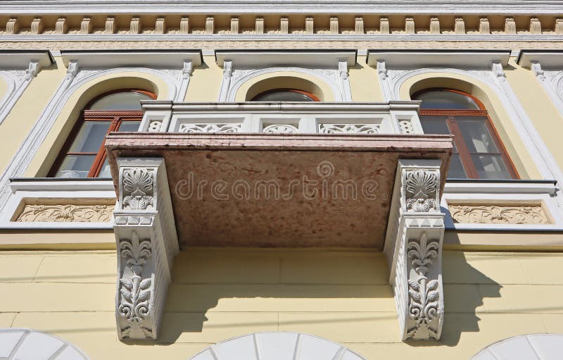 Balcony of an Old Restored House Low Angle View Stock Image - Image of ...