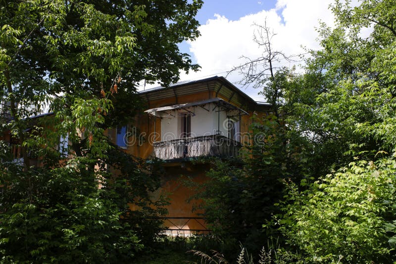 Balcony with Open Door of a Stone Barrack in Russia. Stock Image ...