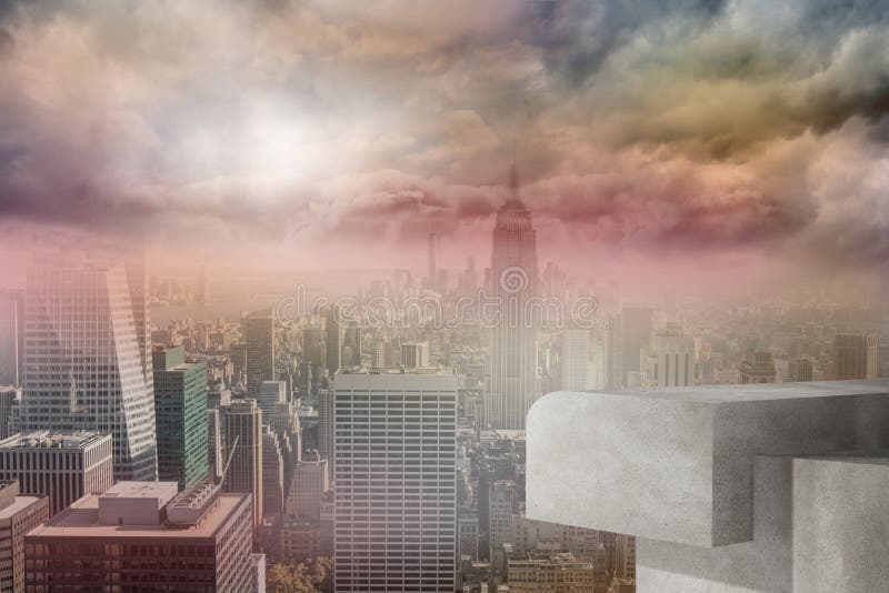 Balcony overlooking city stock illustration. Illustration of digitally ...