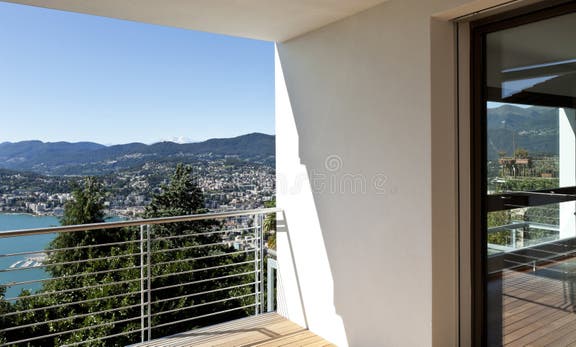 Balcony Overlooking the Lake Stock Photo - Image of space, white: 21330376