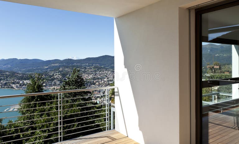 Balcony Overlooking the Lake Stock Photo - Image of space, white: 21330376