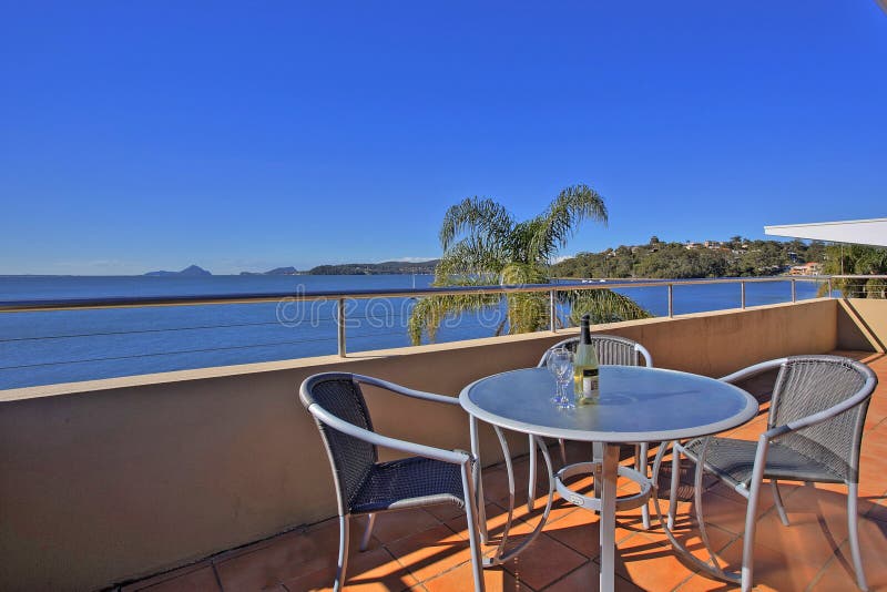 Balcony overlooking water stock photo. Image of tree, tropics - 9862182