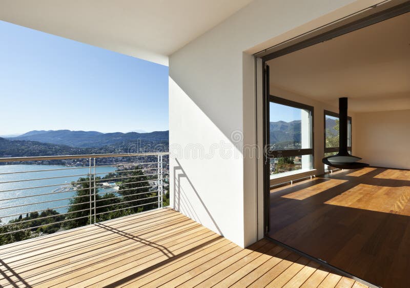Balcony with Panoramic View Stock Photo - Image of interior, balcony ...