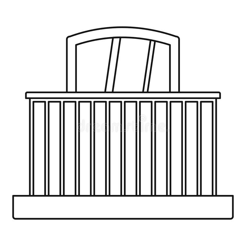 Balcony with Railing Icon, Outline Style Stock Vector - Illustration of ...