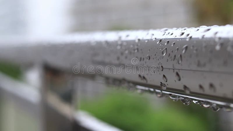 Balcony Railings in the Rain, Selective Focus Stock Footage - Video of ...