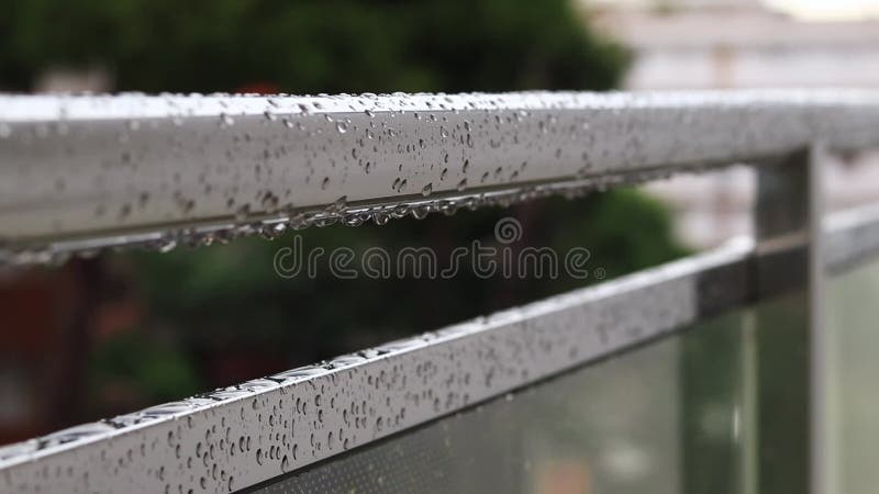Balcony Railings in the Rain, Selective Focus Stock Video - Video of ...