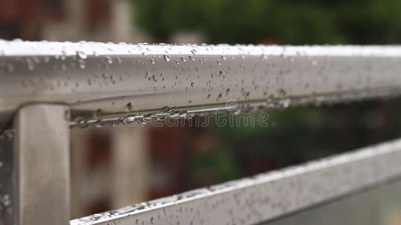 Balcony Railings in the Rain, Selective Focus Stock Video - Video of ...