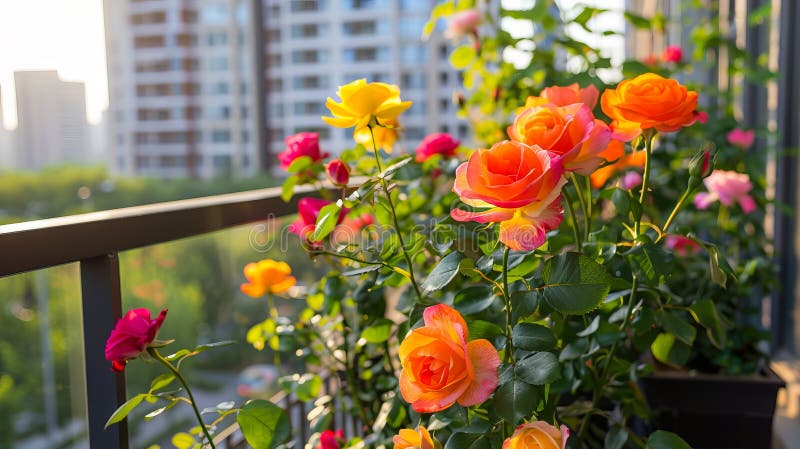 A Balcony with Roses Growing on it Stock Image - Image of garden ...