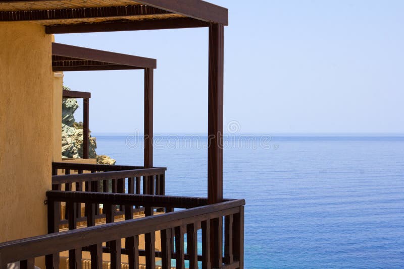 Balcony with Sea View on Crete Island in Greece Stock Image - Image of ...