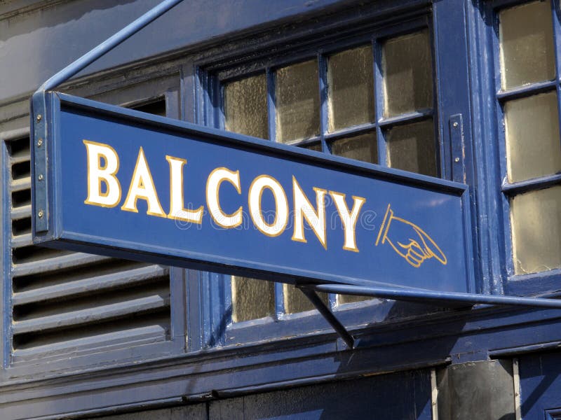 Balcony Seating Sign stock image. Image of balcony, blue - 9064561