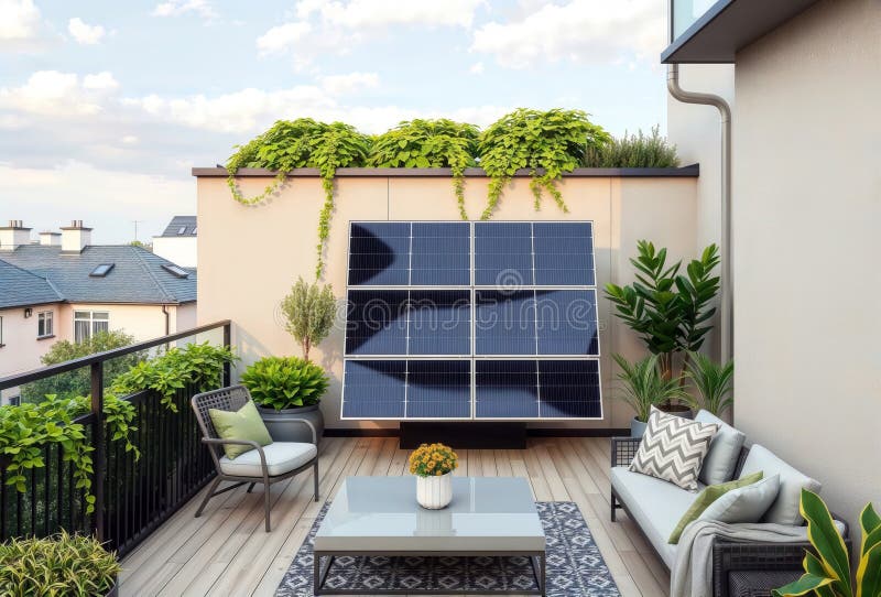 Modern Balconies Featuring Innovative Solar Designs, Generative Ai ...