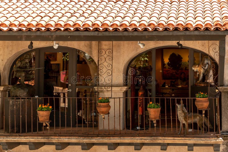 Balcony of a Southwest-style Gift Shop. Stock Photo - Image of facade ...