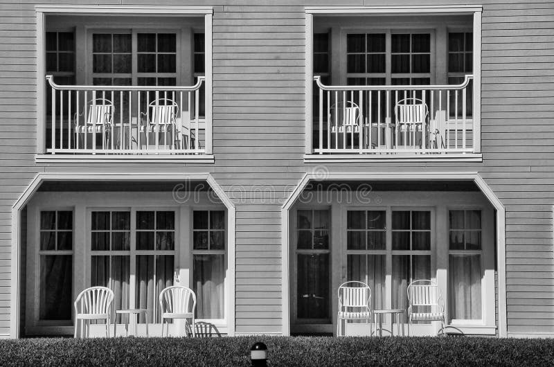 Balcony and Terrace with White Chairs Stock Photo - Image of building ...