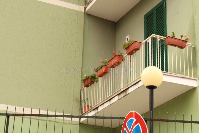 Balcony View of a House in Italy Stock Photo - Image of building ...