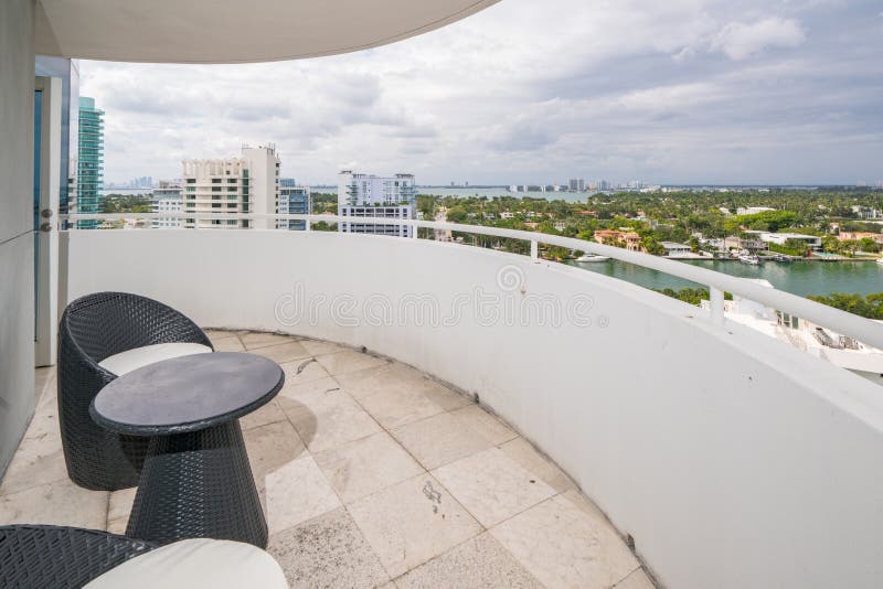 Balcony with a View of Miami Beach Stock Photo - Image of real, estate ...