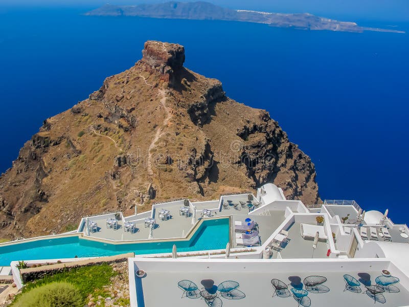 Balcony View Over Greece Ocean Editorial Stock Image - Image of culture ...