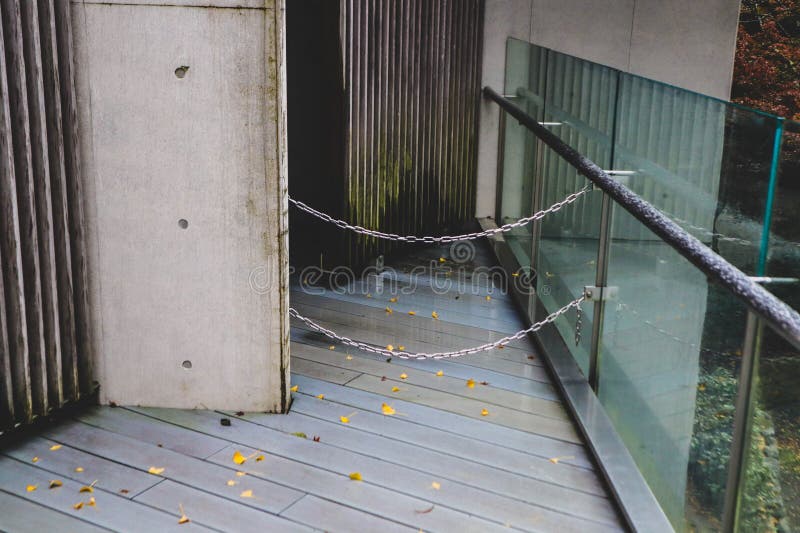 Balcony Walkway with Metal Chains Stock Image - Image of aged, fence ...