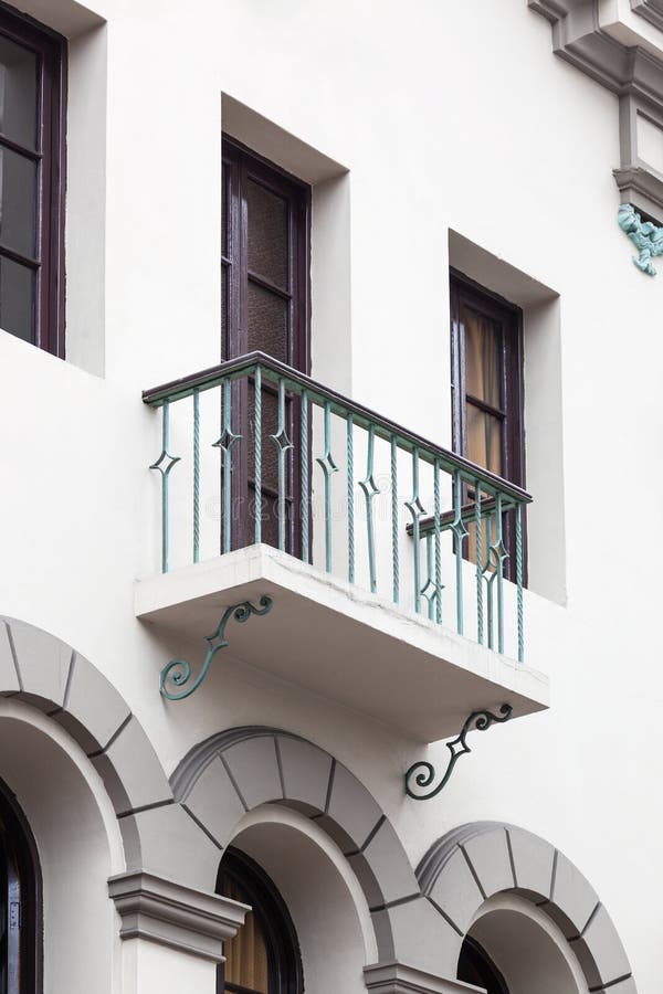 Balcony with a Window on White Building Stock Image - Image of palace ...