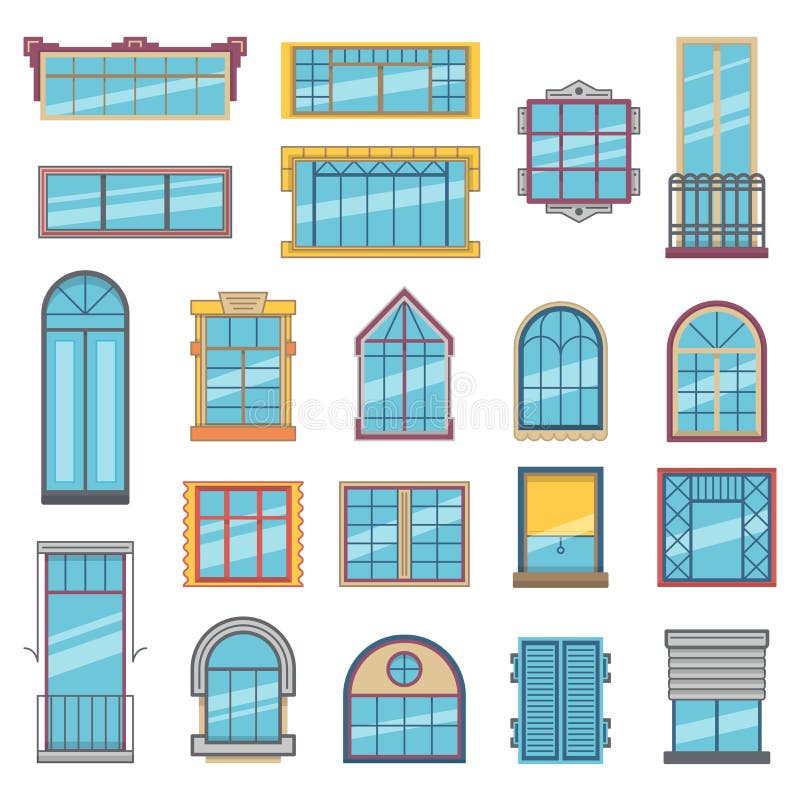 Balcony and Wooden or Plastic Windows with Glass. Architectural ...