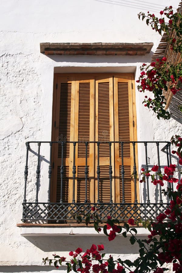 Balcony with Wooden Shutters Stock Photo - Image of vintage, shutter ...