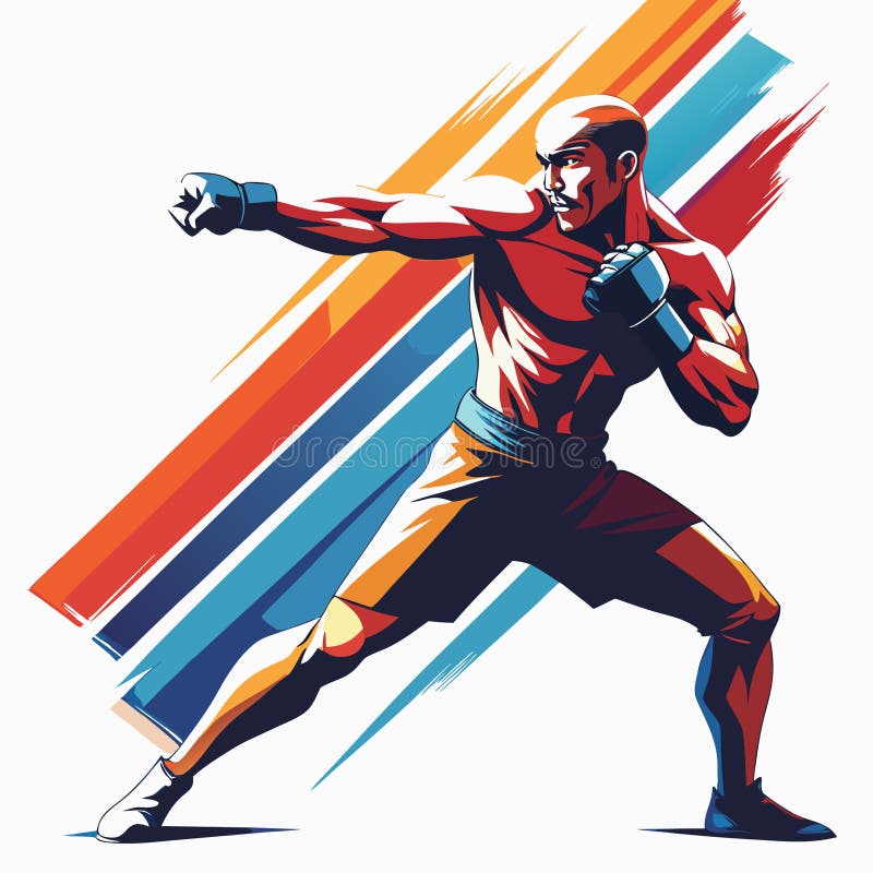 Bald Boxer Punch Powerful Strike Flat Illustration Stock Vector ...