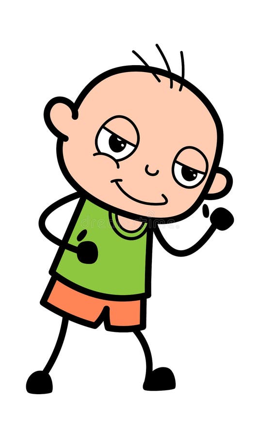 Bald Boy Cartoon Challenging To Fight Stock Illustration - Illustration ...